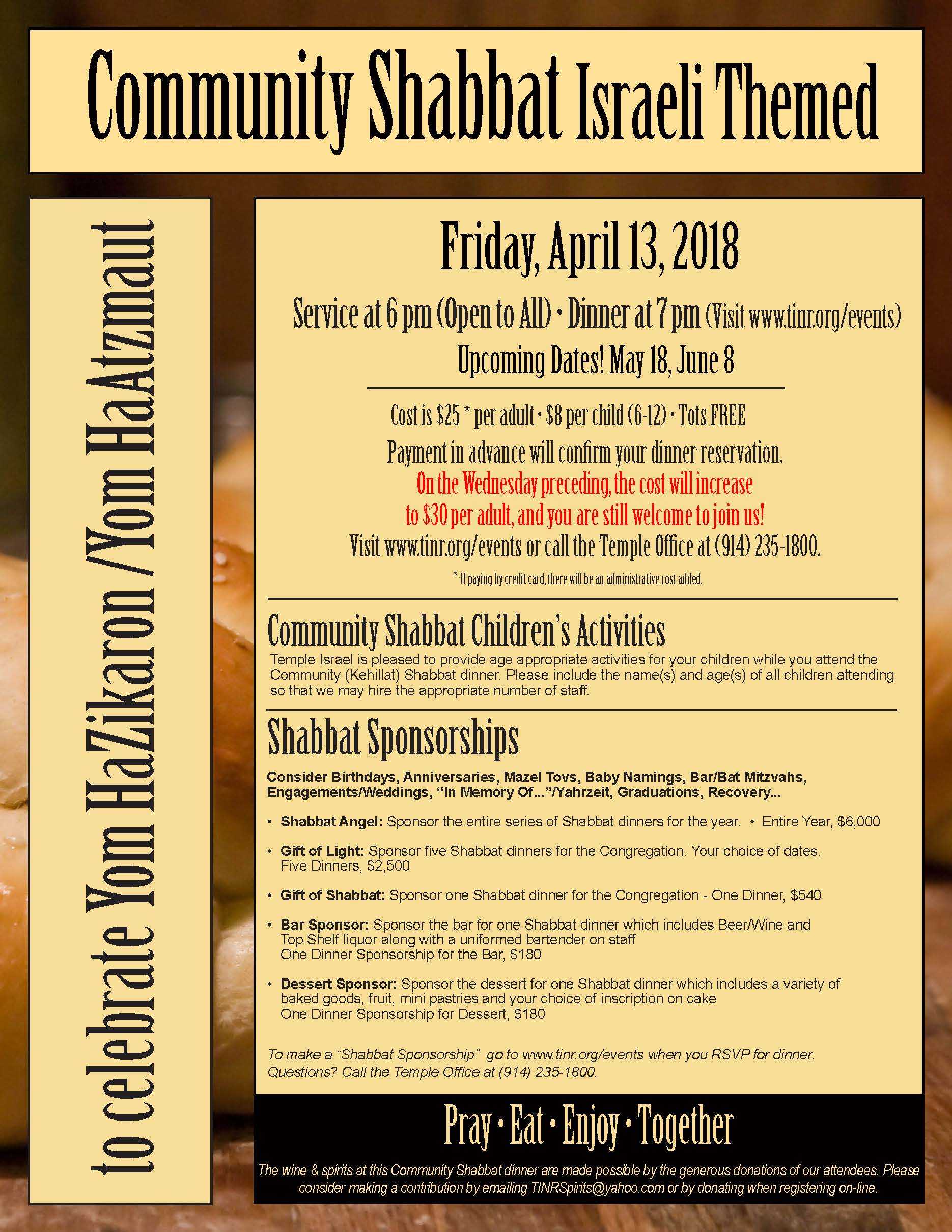 Temple Israel of New Rochelle Community Shabbat Israeli Themed - Talk ...